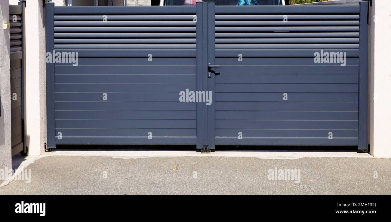 Aluminum gray modern style home dark grey gate portal of suburb door ...