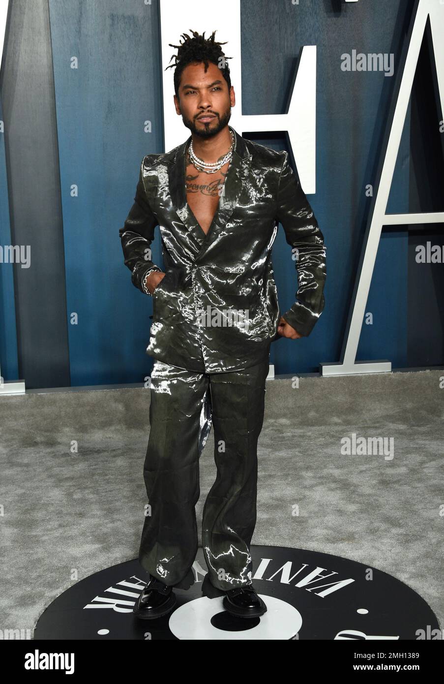Miguel arrives at the Vanity Fair Oscar Party on Sunday, Feb. 9, 2020 ...