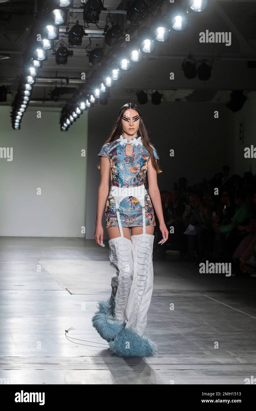 The Namilia collection is modeled at Pier 59 Studios during NYFW Fall ...