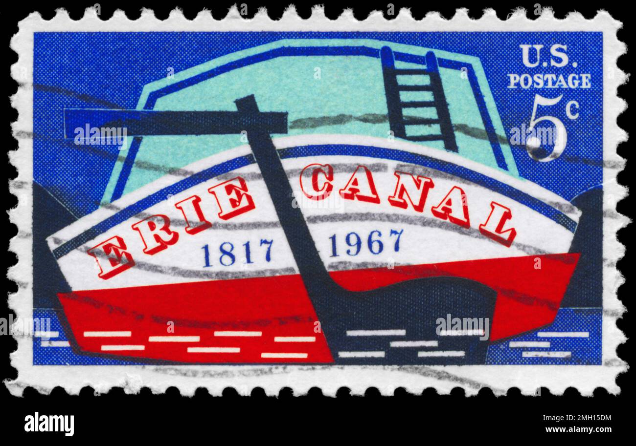 USA - CIRCA 1967: A Stamp printed in USA shows the Stern of Early Canal ...
