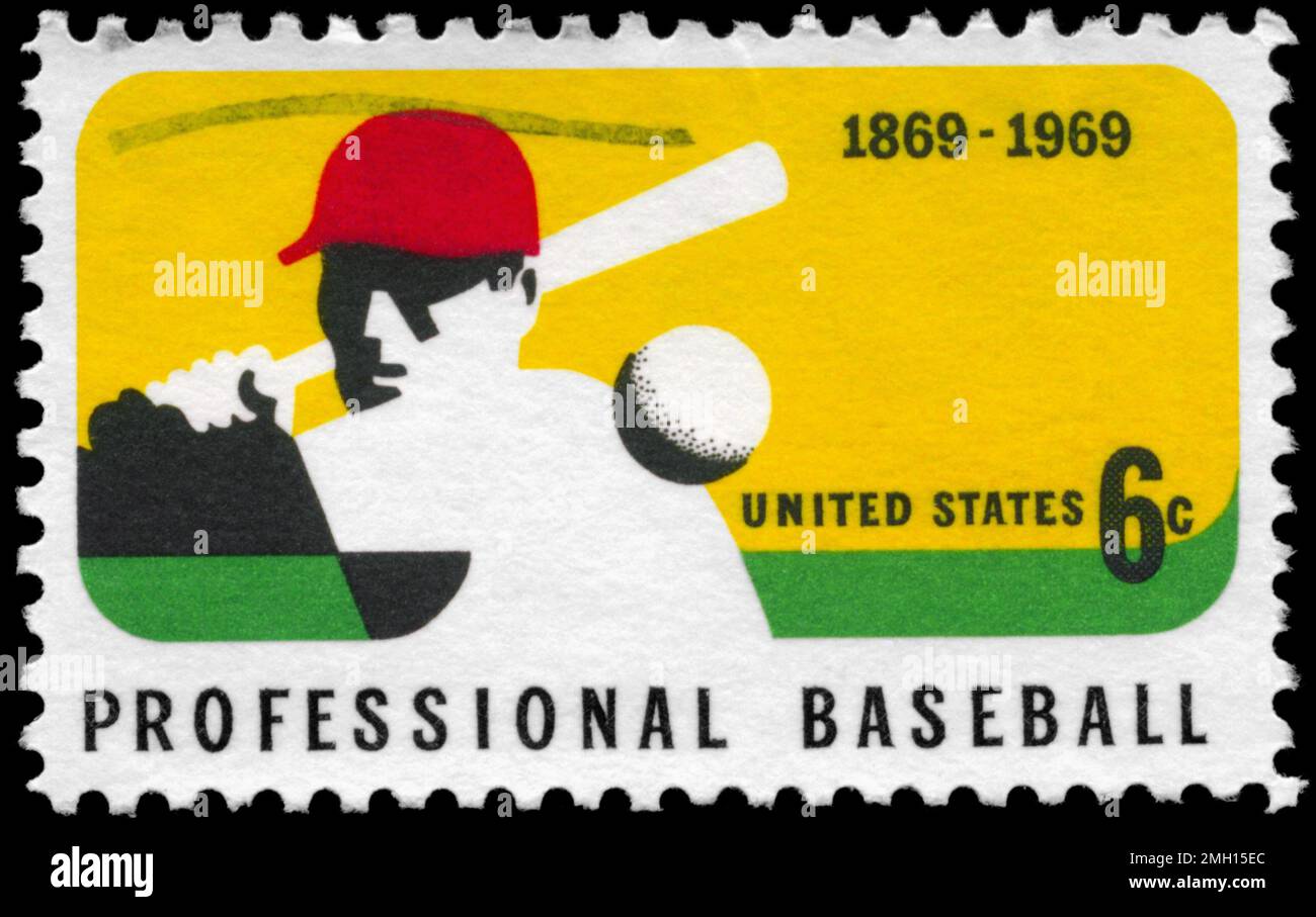USA - CIRCA 1969: A Stamp printed in USA shows a Batter, Professional ...