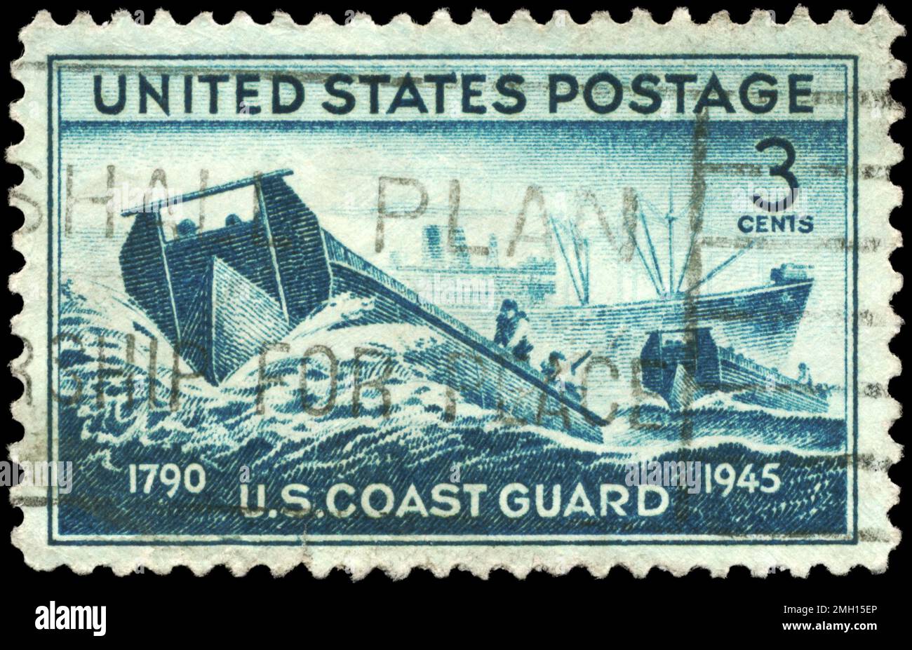 USA - CIRCA 1945: A Stamp printed in USA shows the Coast Guard landing ...