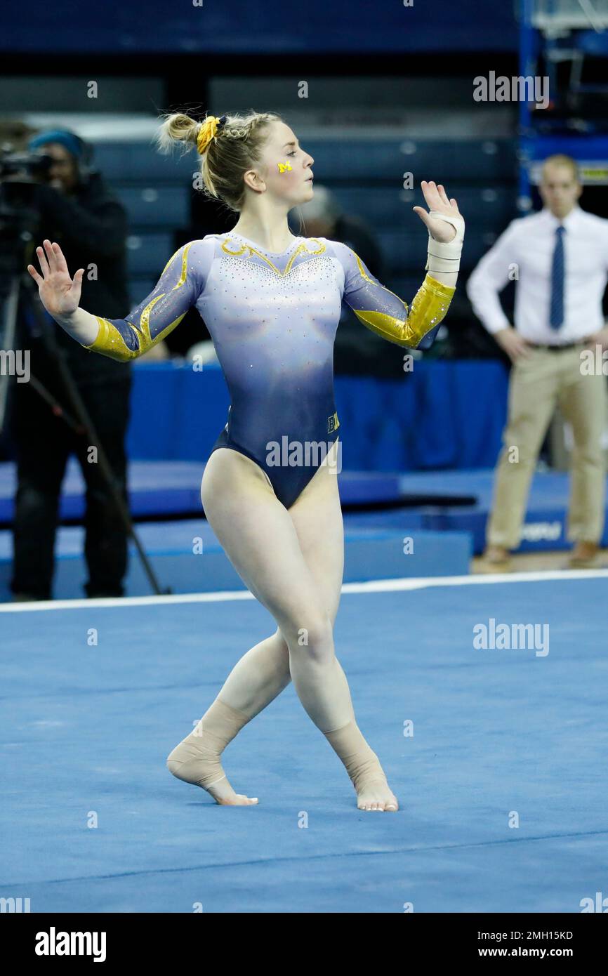 Michigan gymnast Lauren Farley during an NCAA gymnastics meet on Sunday ...