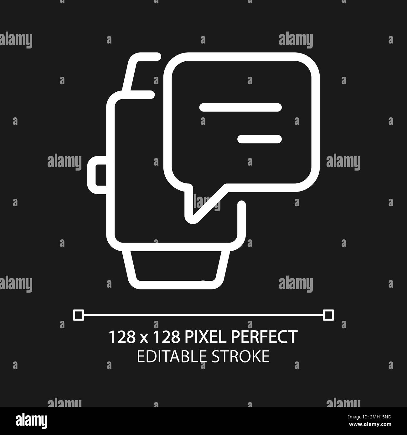 Notification from digital watch pixel perfect white linear icon for ...