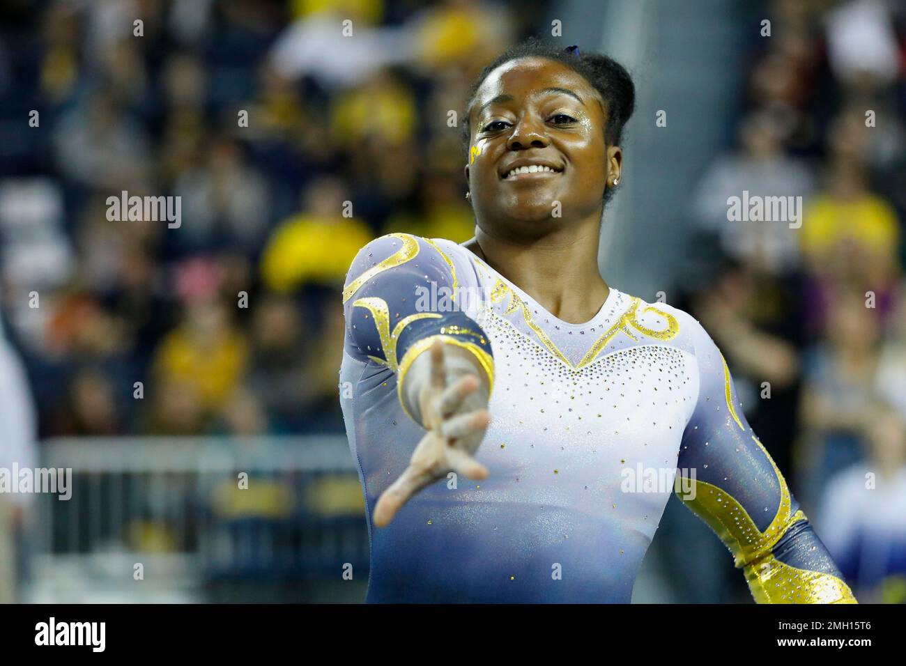 Michigan gymnast Gabby Wilson during an NCAA gymnastics meet on Sunday ...