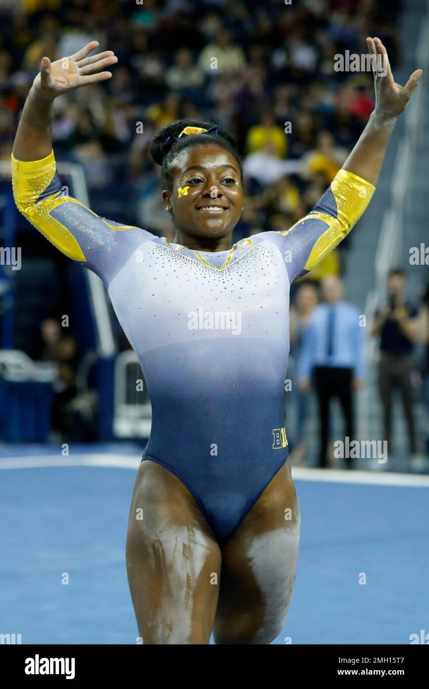 Michigan gymnast Gabby Wilson during an NCAA gymnastics meet on Sunday ...