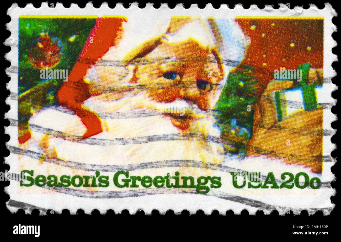USA - CIRCA 1983: A Stamp printed in USA shows a Santa Claus with the ...