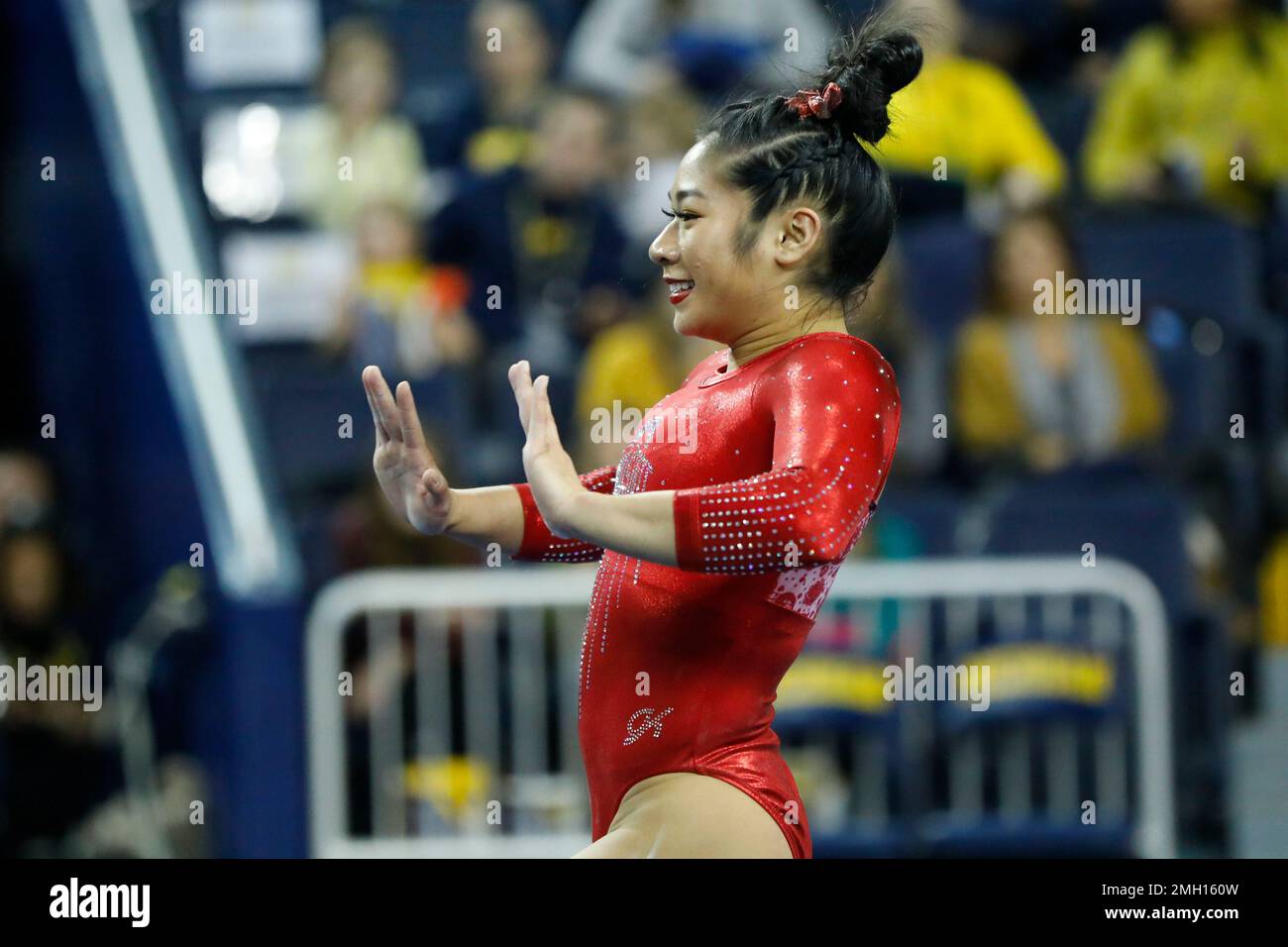 Ohio State gymnast Danica Abanto during an NCAA gymnastics meet on ...
