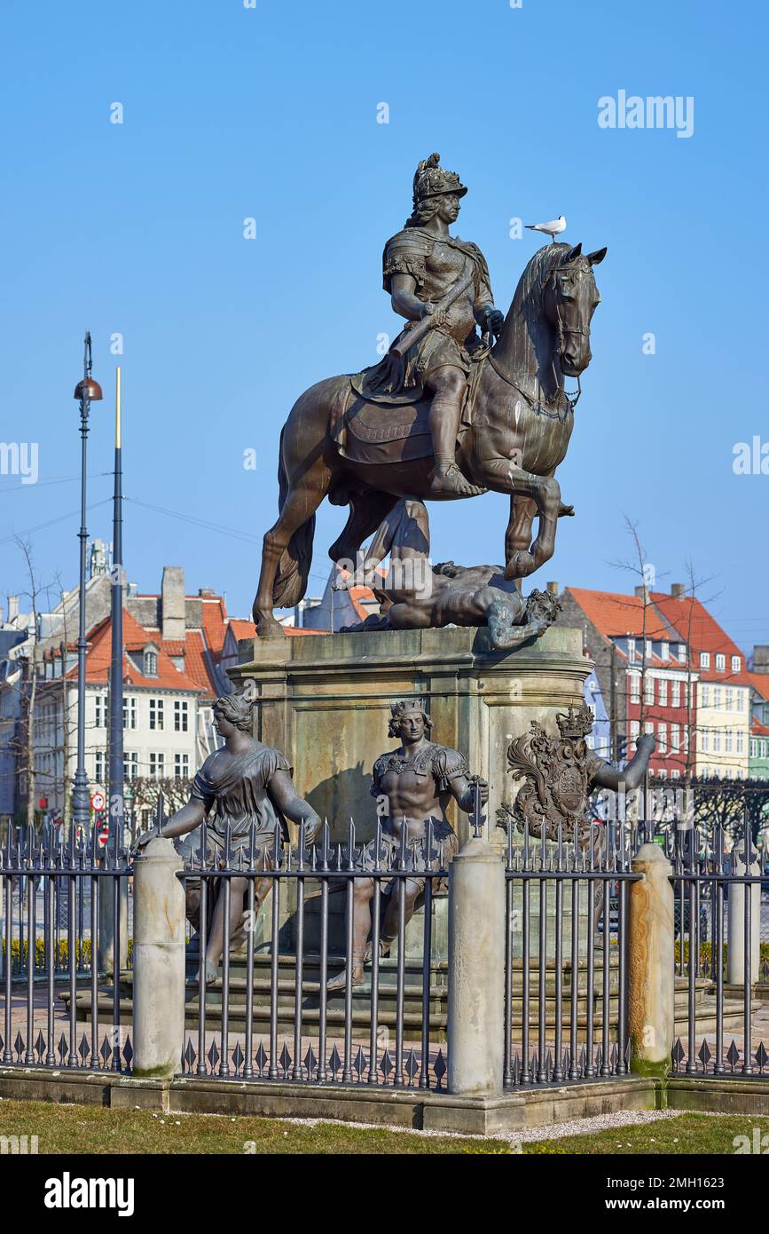 Equestrian statue of Danish king Christian V on Kongens Nytorv (Abraham ...