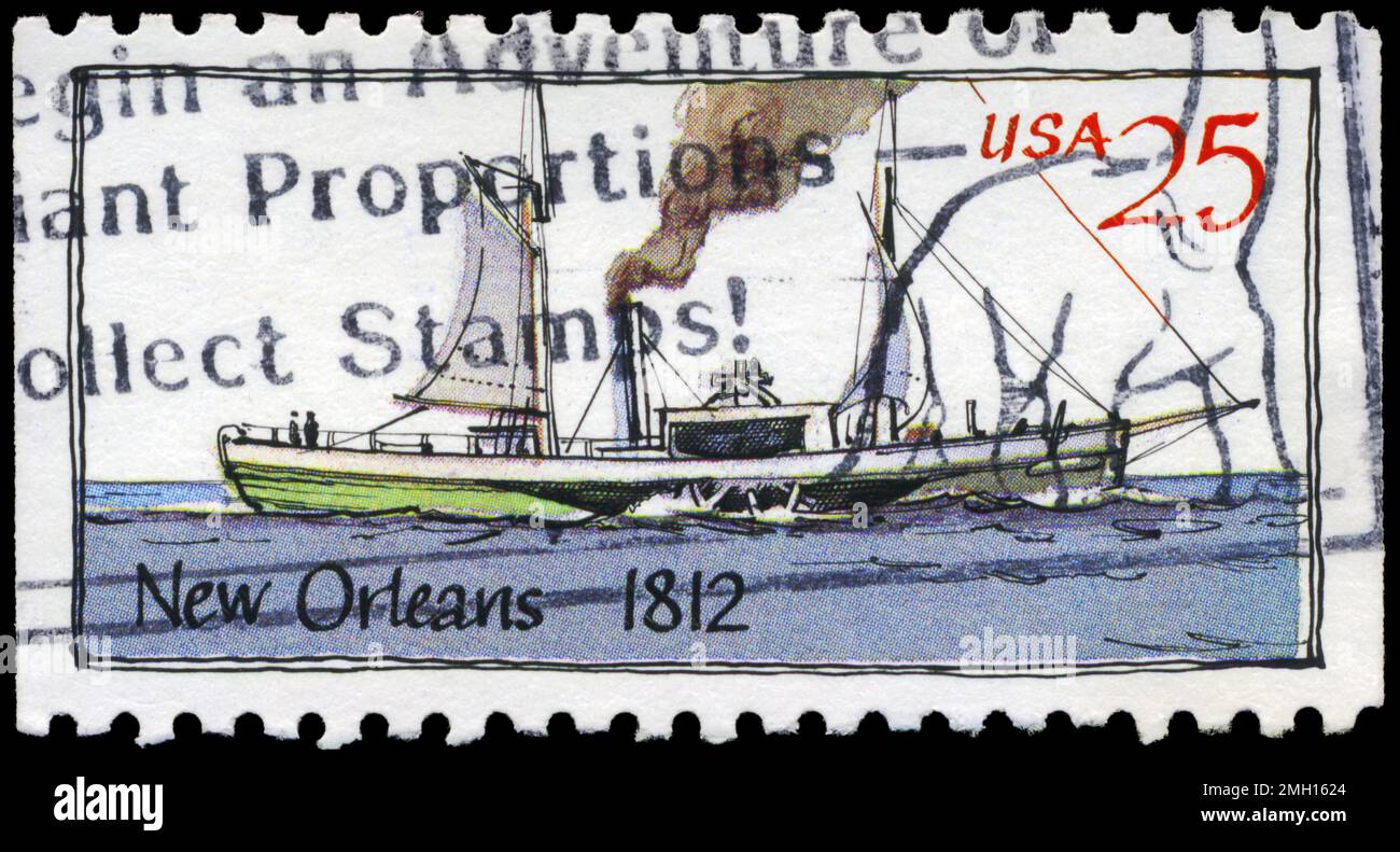 USA - CIRCA 1989: A Stamp printed in USA shows the Ship "New Orleans ...