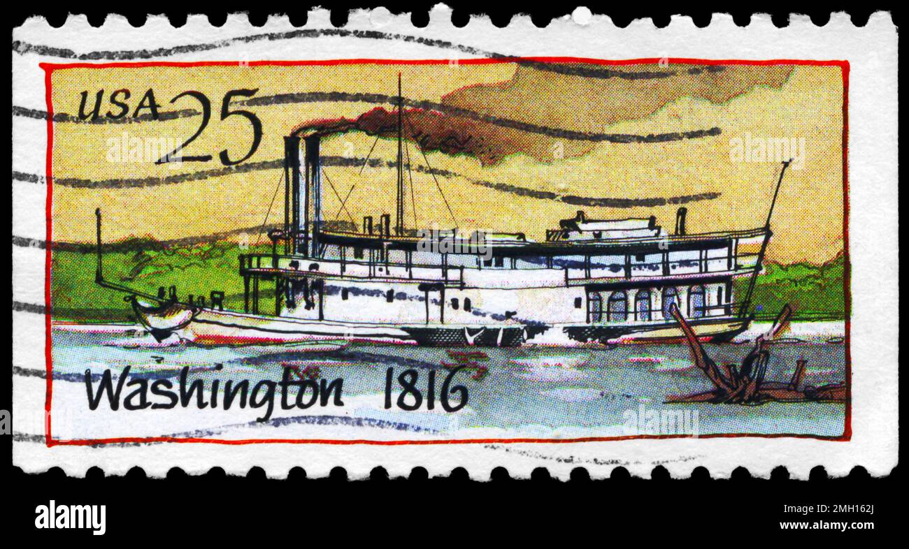 USA - CIRCA 1989: A Stamp printed in USA shows the Ship "Washington ...