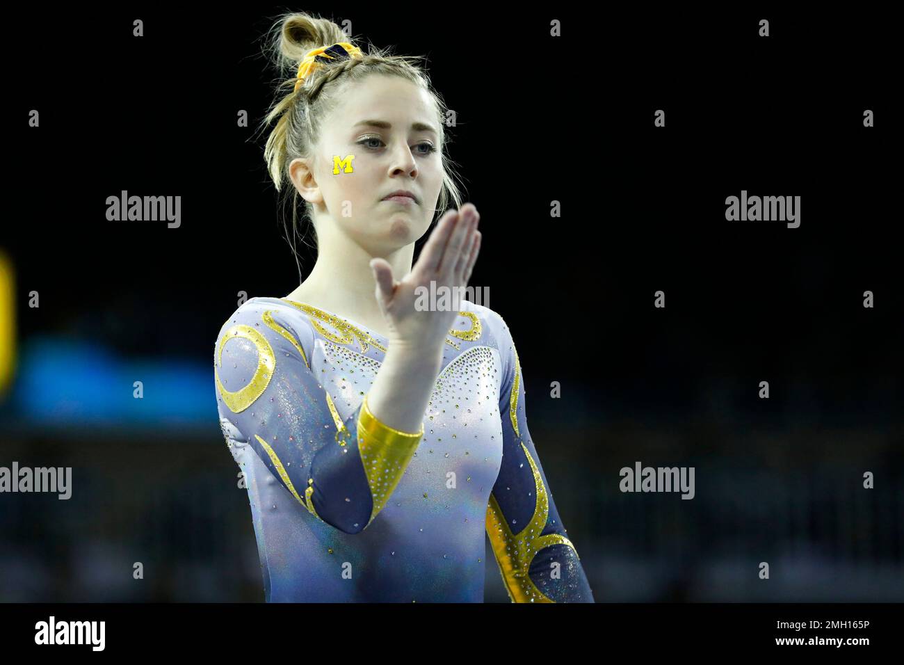 Michigan gymnast Lauren Farley during an NCAA gymnastics meet on Sunday ...