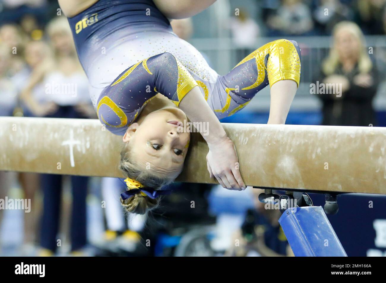 Michigan gymnast Maggie O'Hara during an NCAA gymnastics meet on Sunday ...