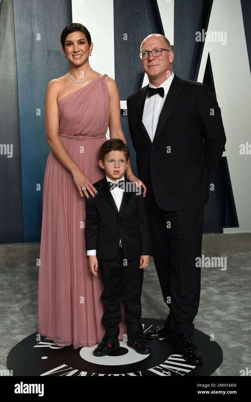 Radhika Jones, left, and Max Petersen arrive at the Vanity Fair Oscar ...