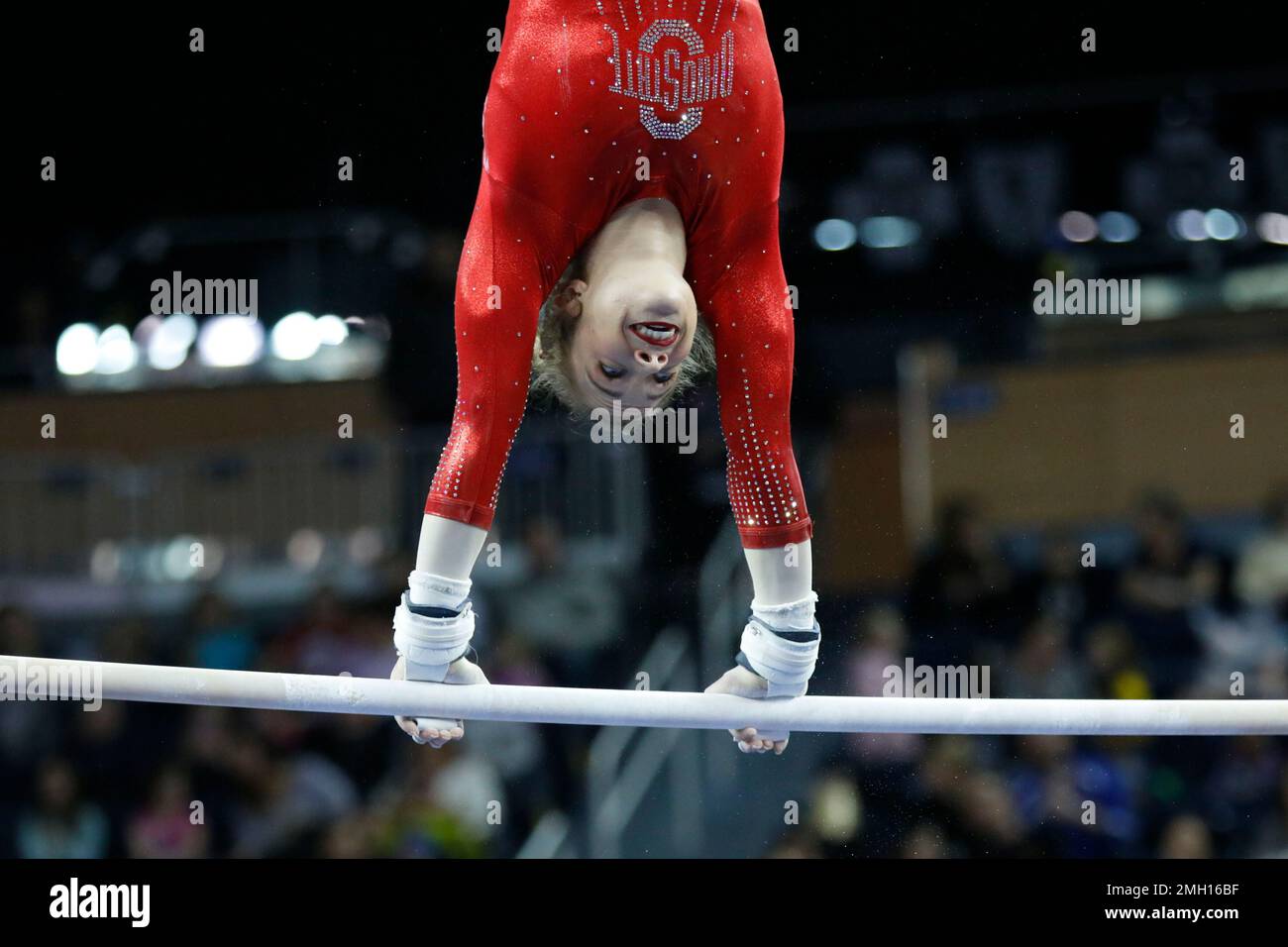 Ohio State gymnast Nevin Adamski during an NCAA gymnastics meet on ...