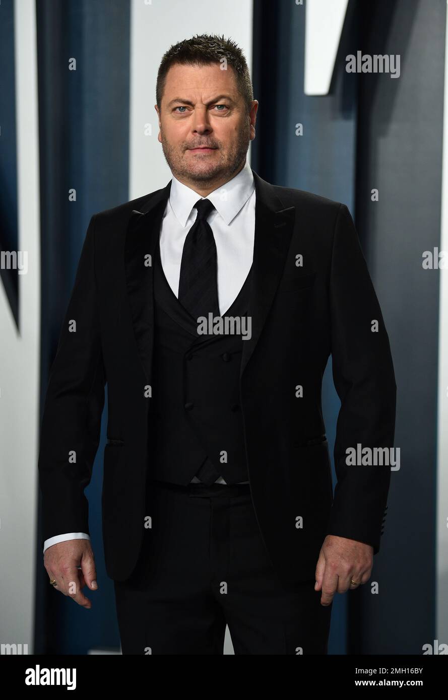 Nick Offerman arrives at the Vanity Fair Oscar Party on Sunday, Feb. 9 ...