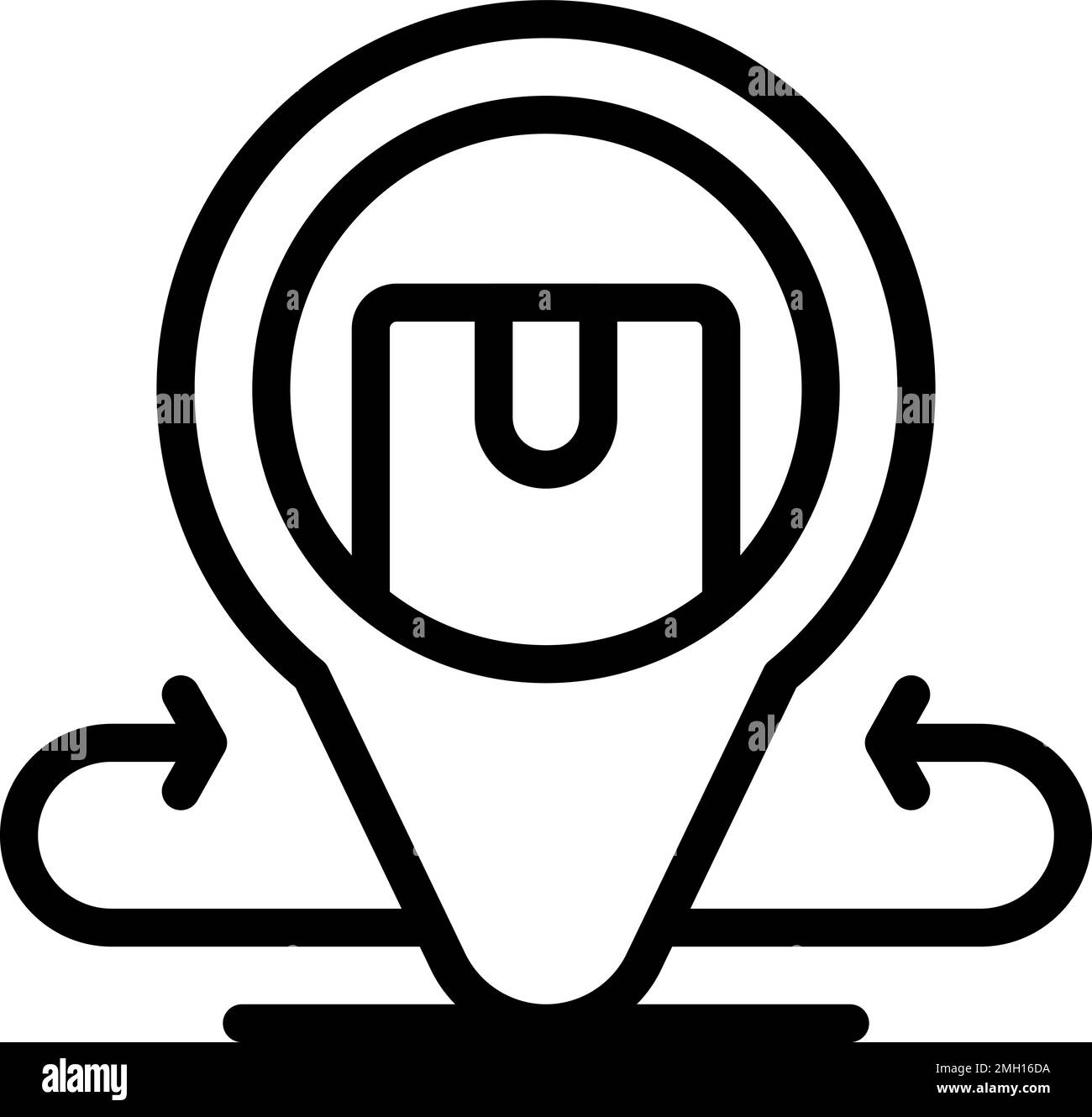 Return location icon outline vector. Delivery box. Parcel order Stock ...