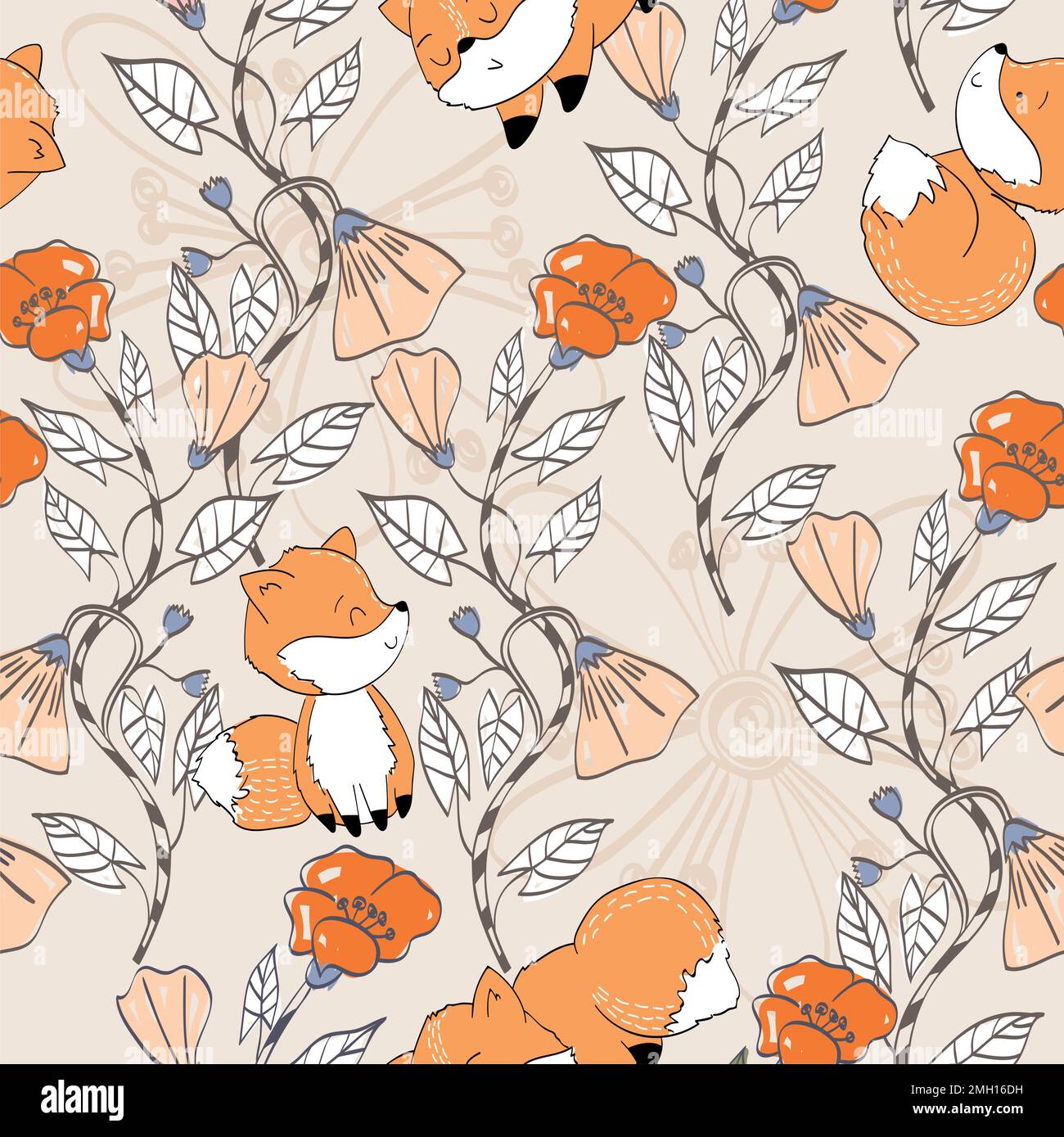 Cute cartoon Foxes Stock Vector Image & Art - Alamy