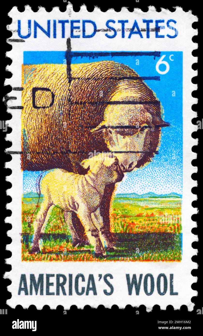 USA - CIRCA 1971: A Stamp printed in USA shows the Ewe and Lamb ...