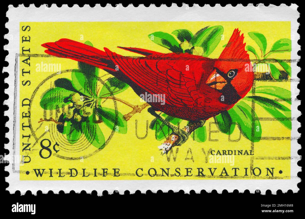 USA - CIRCA 1972: A Stamp printed in USA shows the Cardinal bird ...