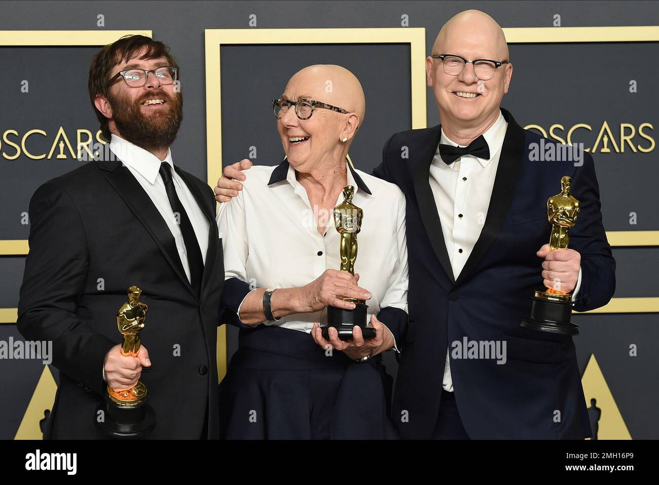 Jeff Reichert, from left, Julia Reichert, and Steven Bognar, winners of ...