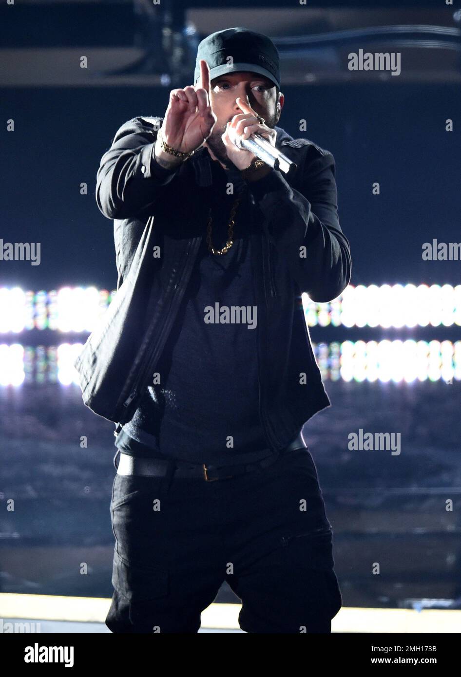 Eminem performs "Lose Yourself" at the Oscars on Sunday, Feb. 9, 2020 ...