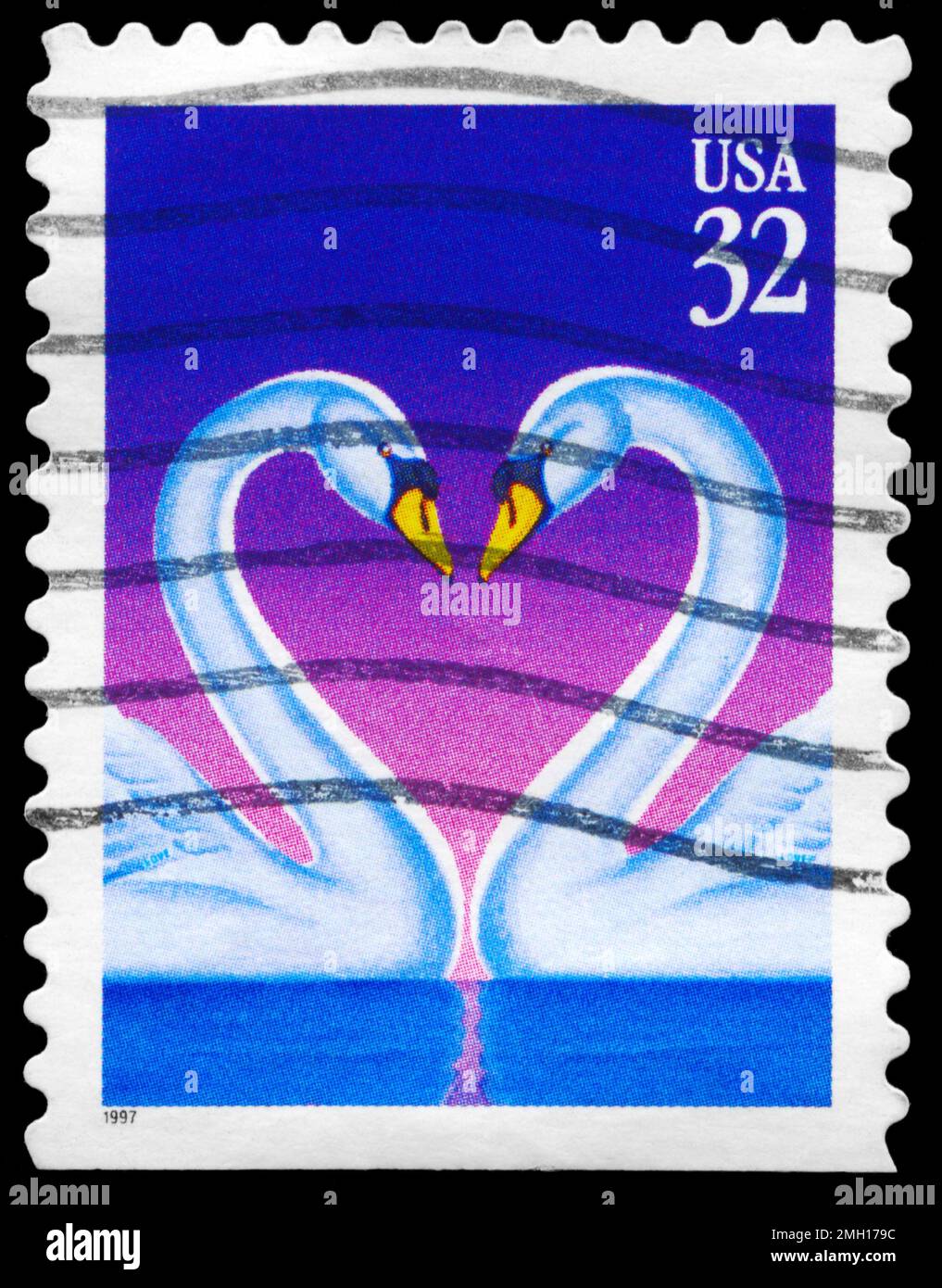 USA - CIRCA 1997: A Stamp printed in USA shows the Swans symbolizing ...