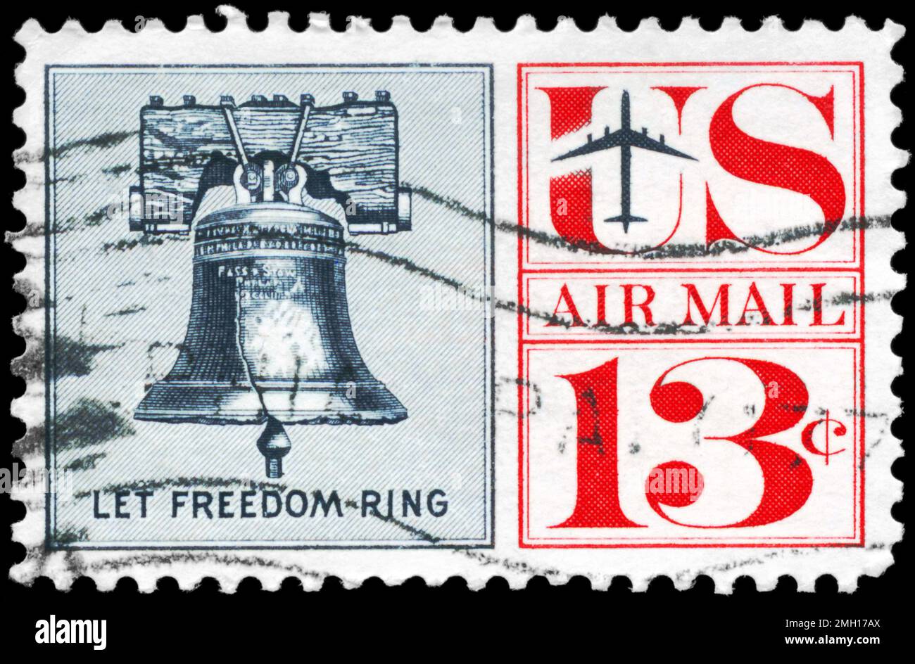 USA - CIRCA 1967: A Stamp printed in USA shows the Liberty Bell, with ...