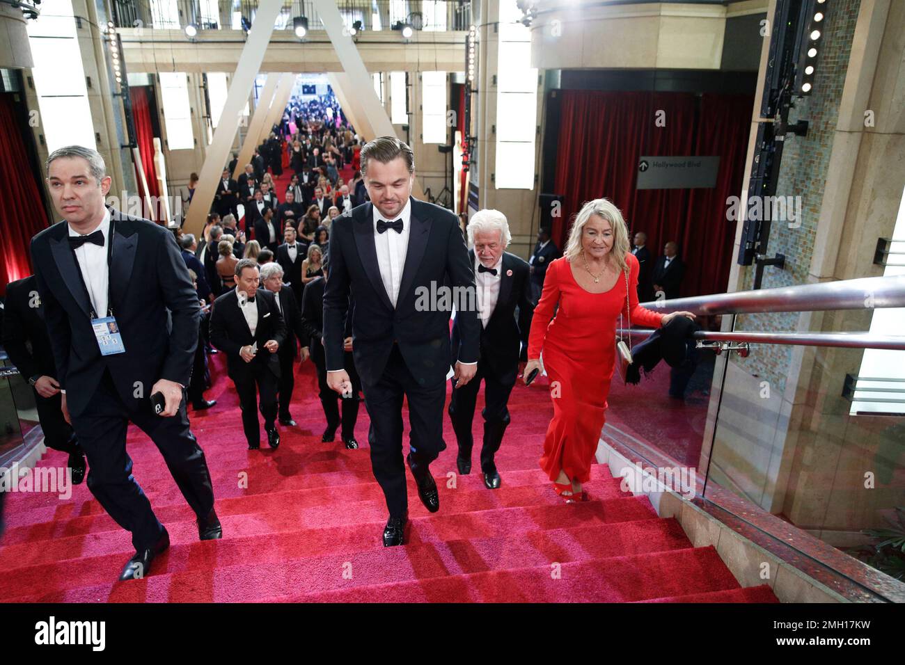 Leonardo DiCaprio arrives at the Oscars on Sunday, Feb. 9, 2020, at the ...