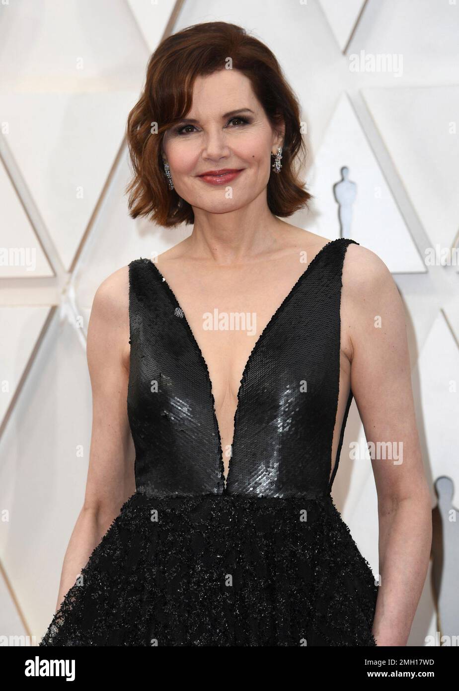 Geena Davis arrives at the Oscars on Sunday, Feb. 9, 2020, at the Dolby ...