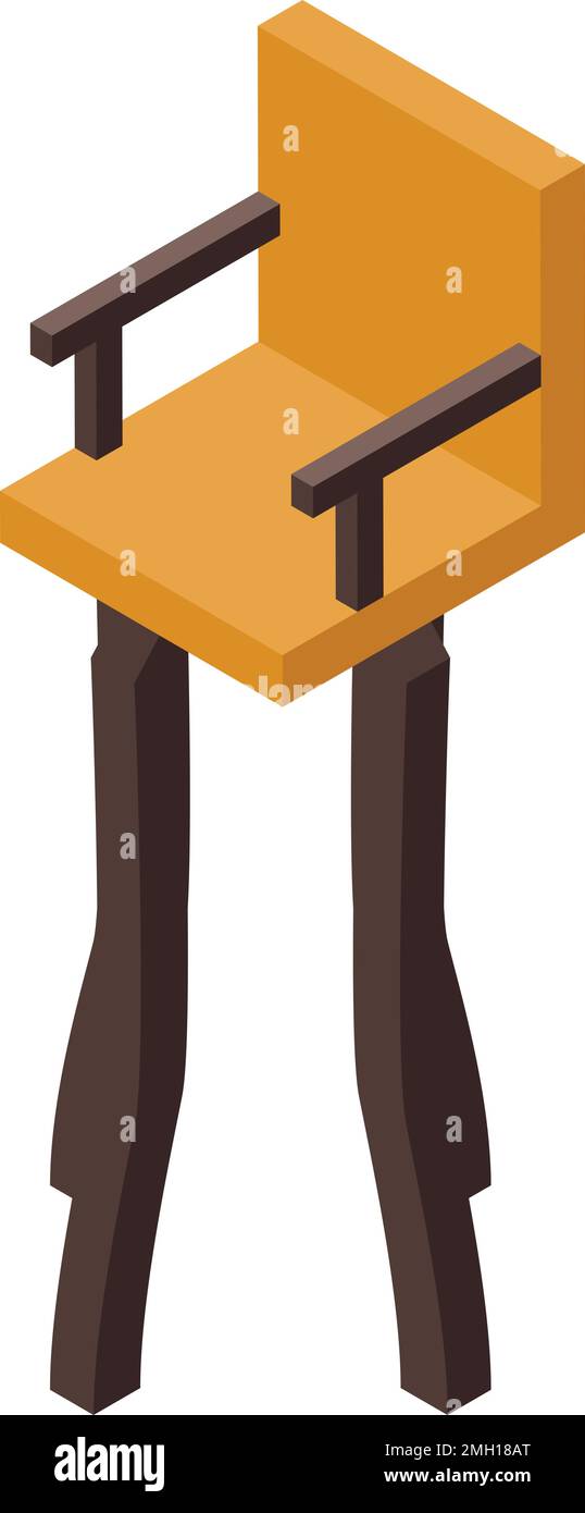 Wood bar stool icon isometric vector. Modern chair. Furniture seat ...