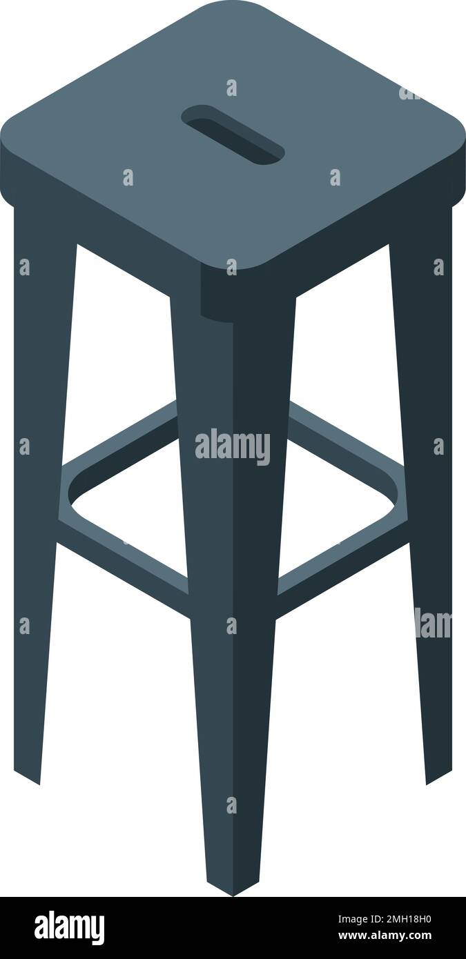 Black bar stool icon isometric vector. Modern chair. Wooden furniture ...