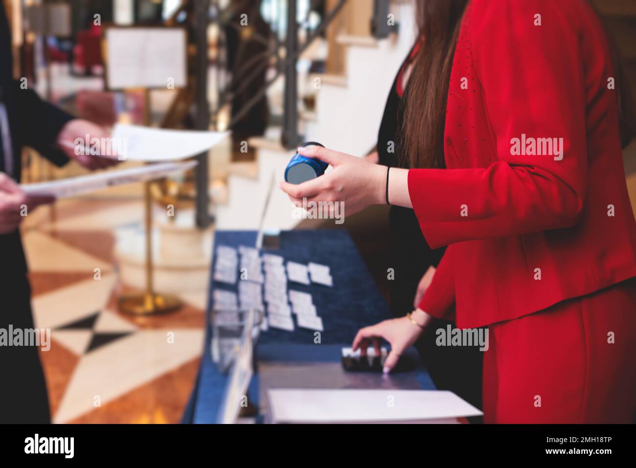 Process of checking in on a conference congress forum event ...