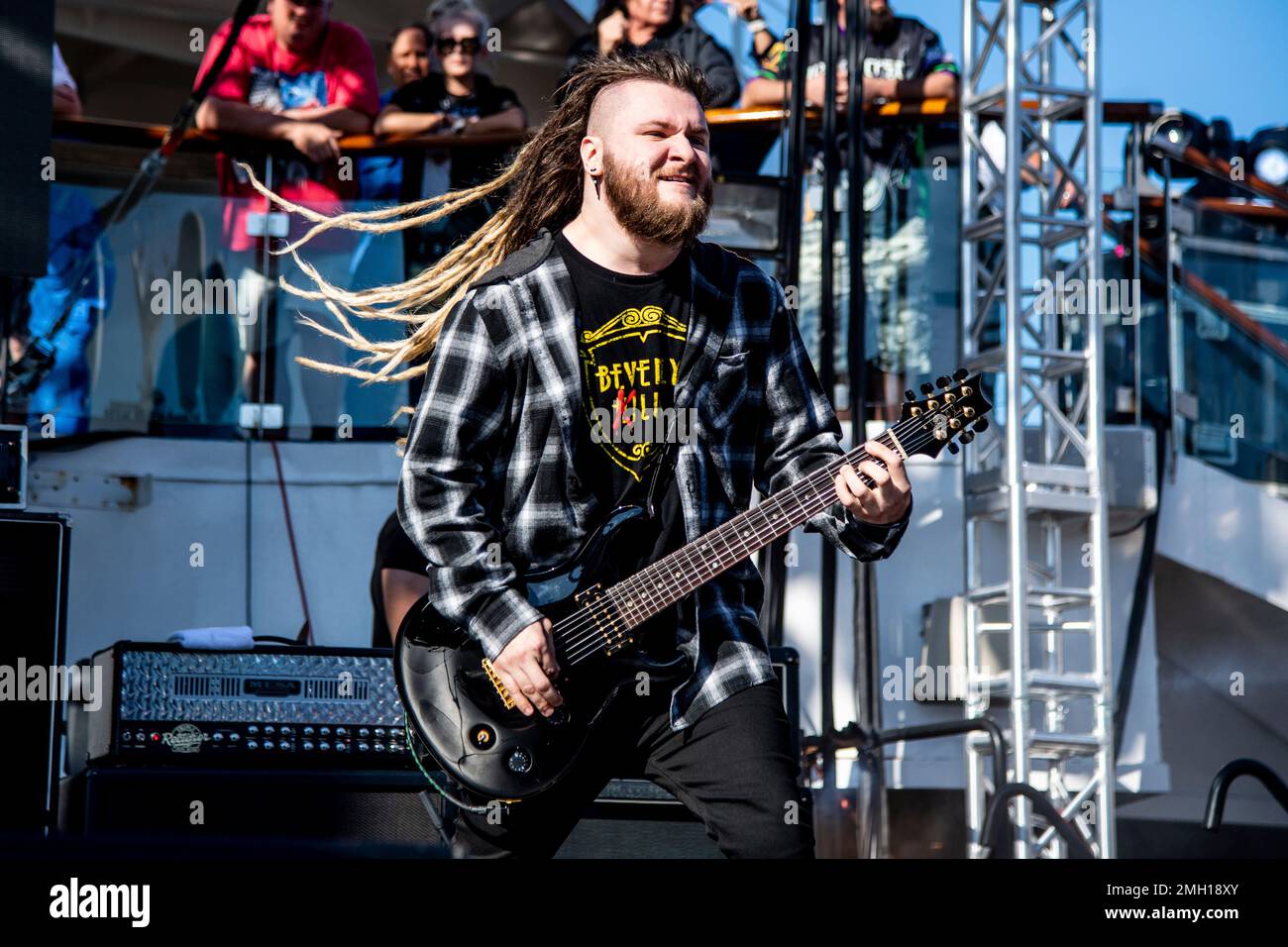 J.R. Bareis of The Stowaways is seen on board the Carnival Valor during ...