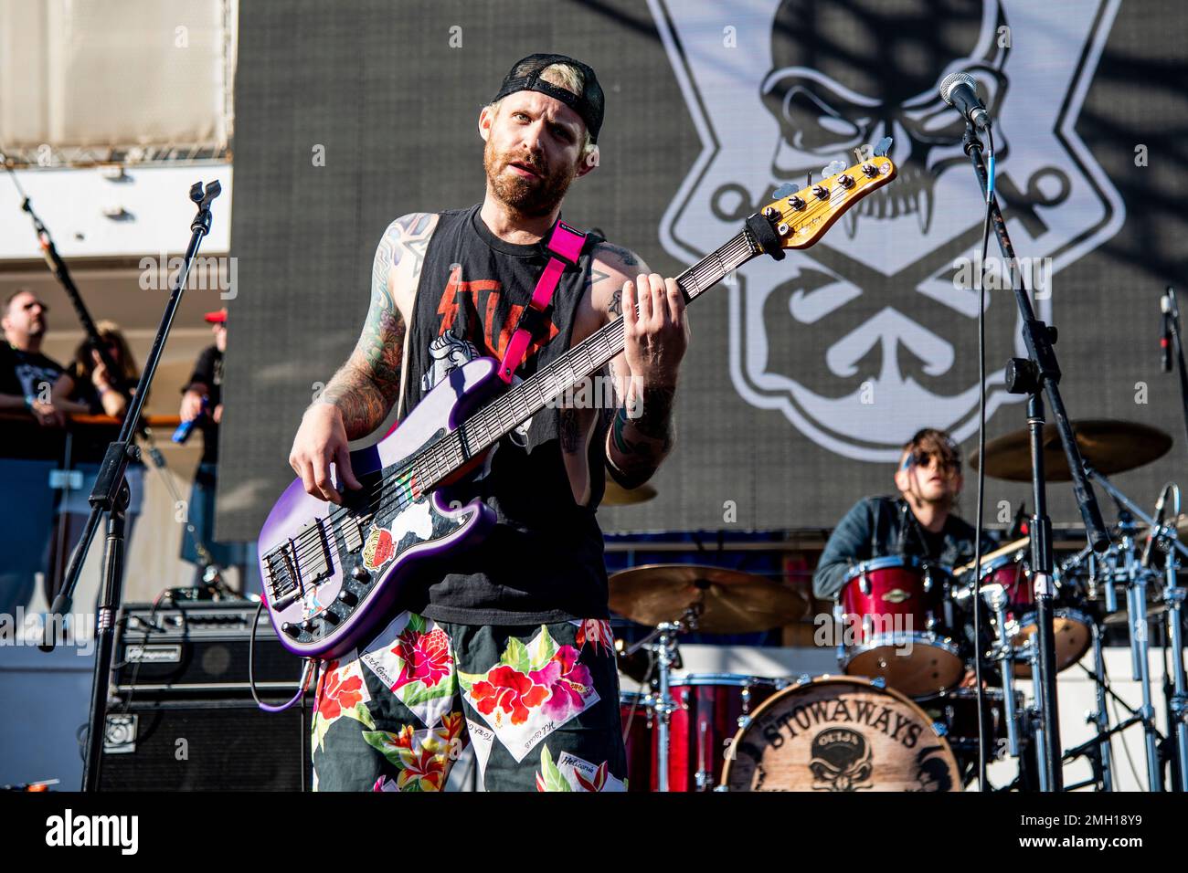 Tim Peugh of The Stowaways is seen on board the Carnival Valor during ...
