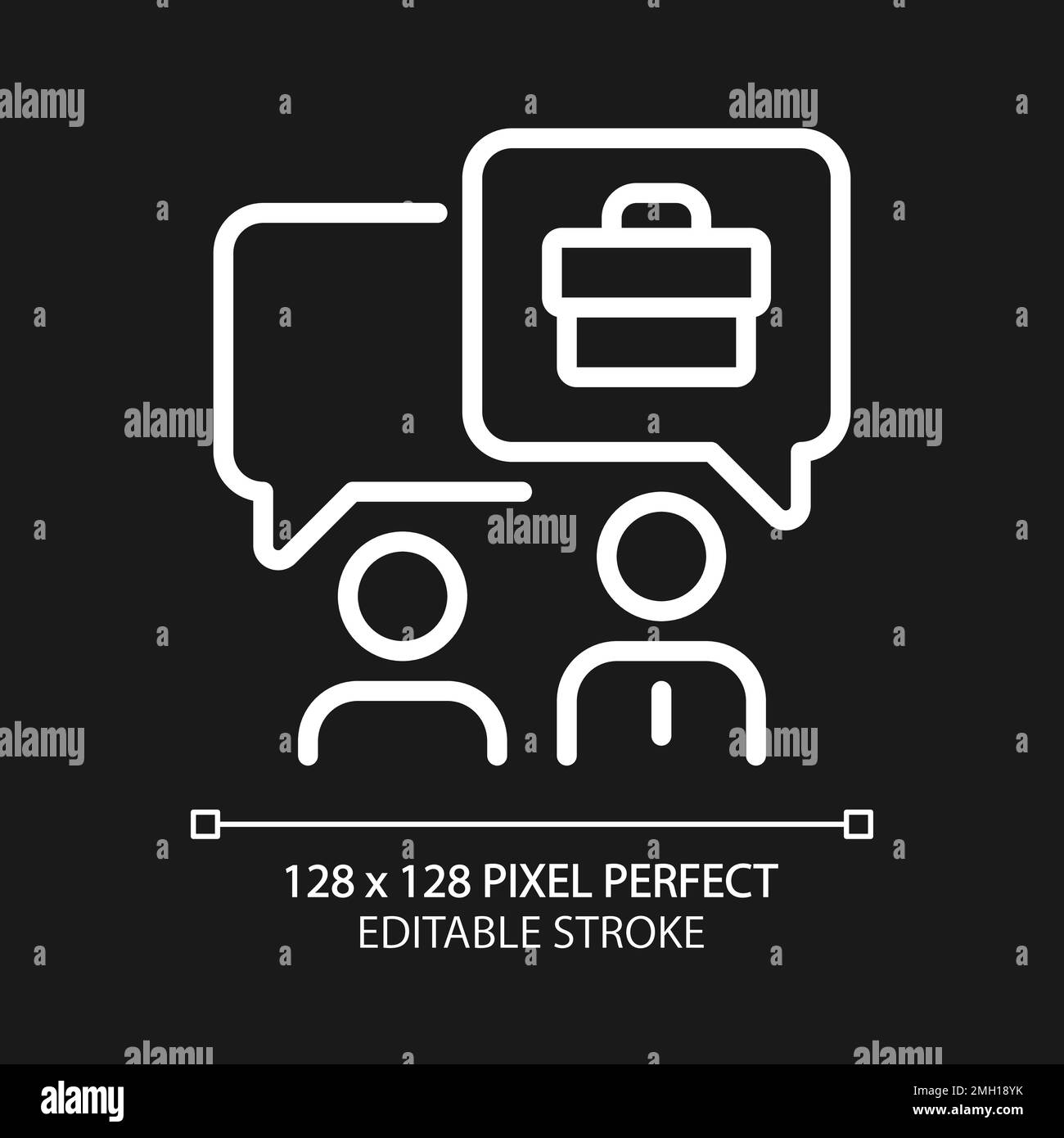 Job interview pixel perfect white linear icon for dark theme Stock ...
