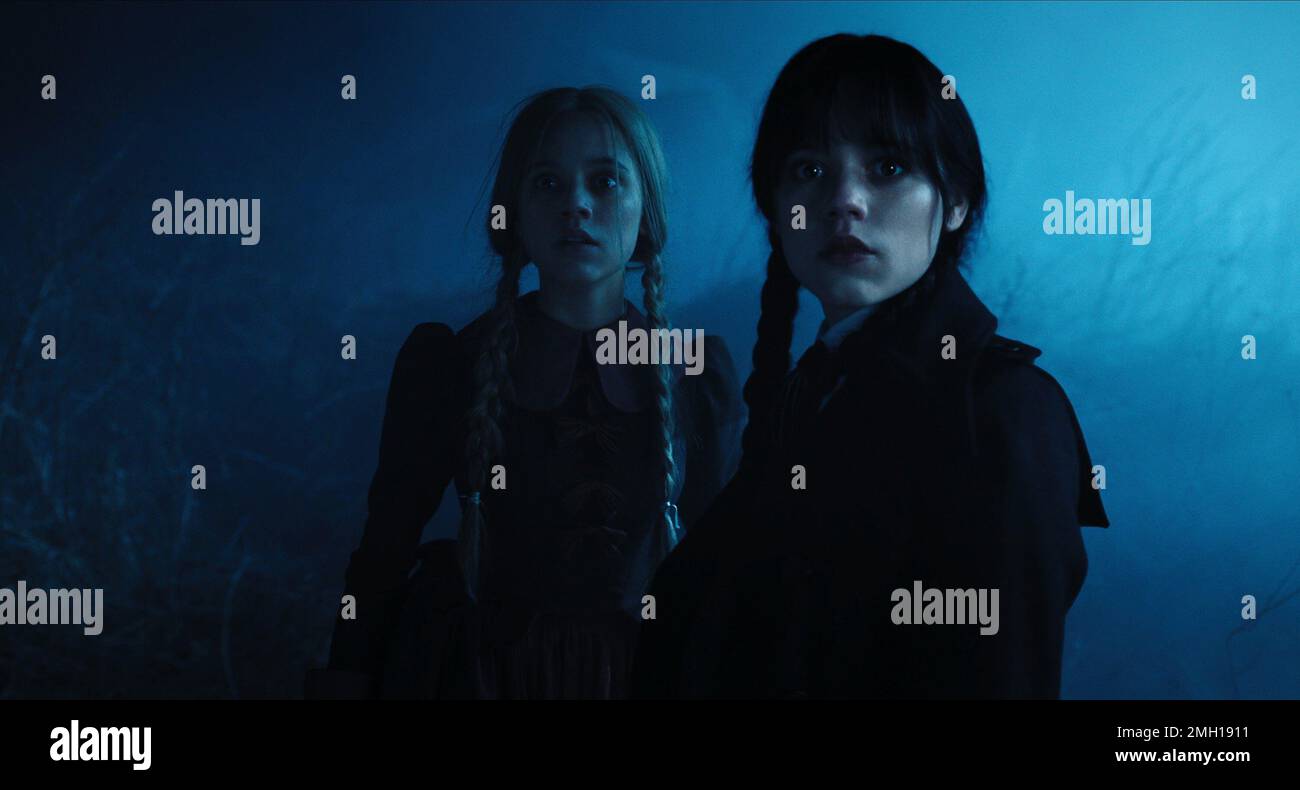WEDNESDAY, from left: Jenna Ortega (as Goody Addams), Jenna Ortega (as ...