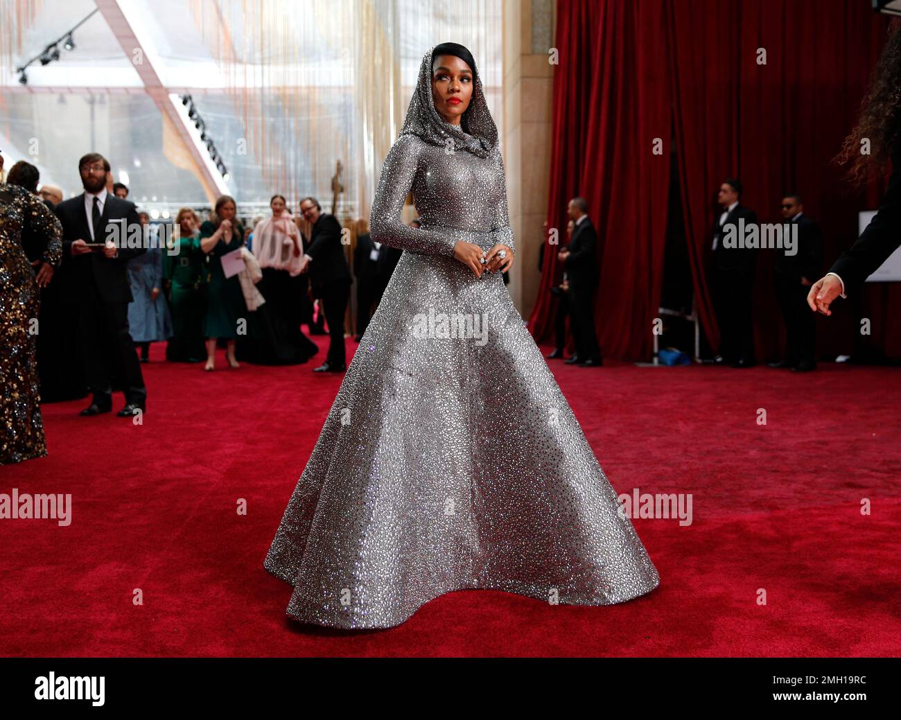 Janelle Monae arrives at the Oscars on Sunday, Feb. 9, 2020, at the ...