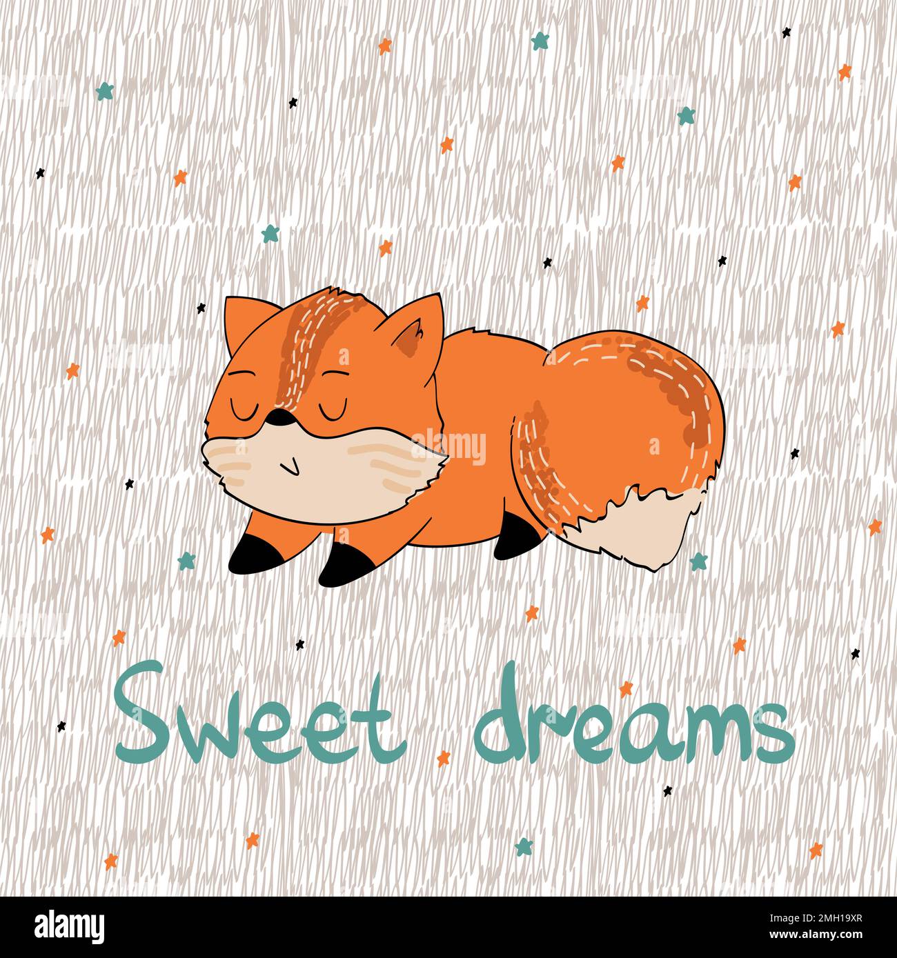 Sleeping fox illustration hi-res stock photography and images - Alamy