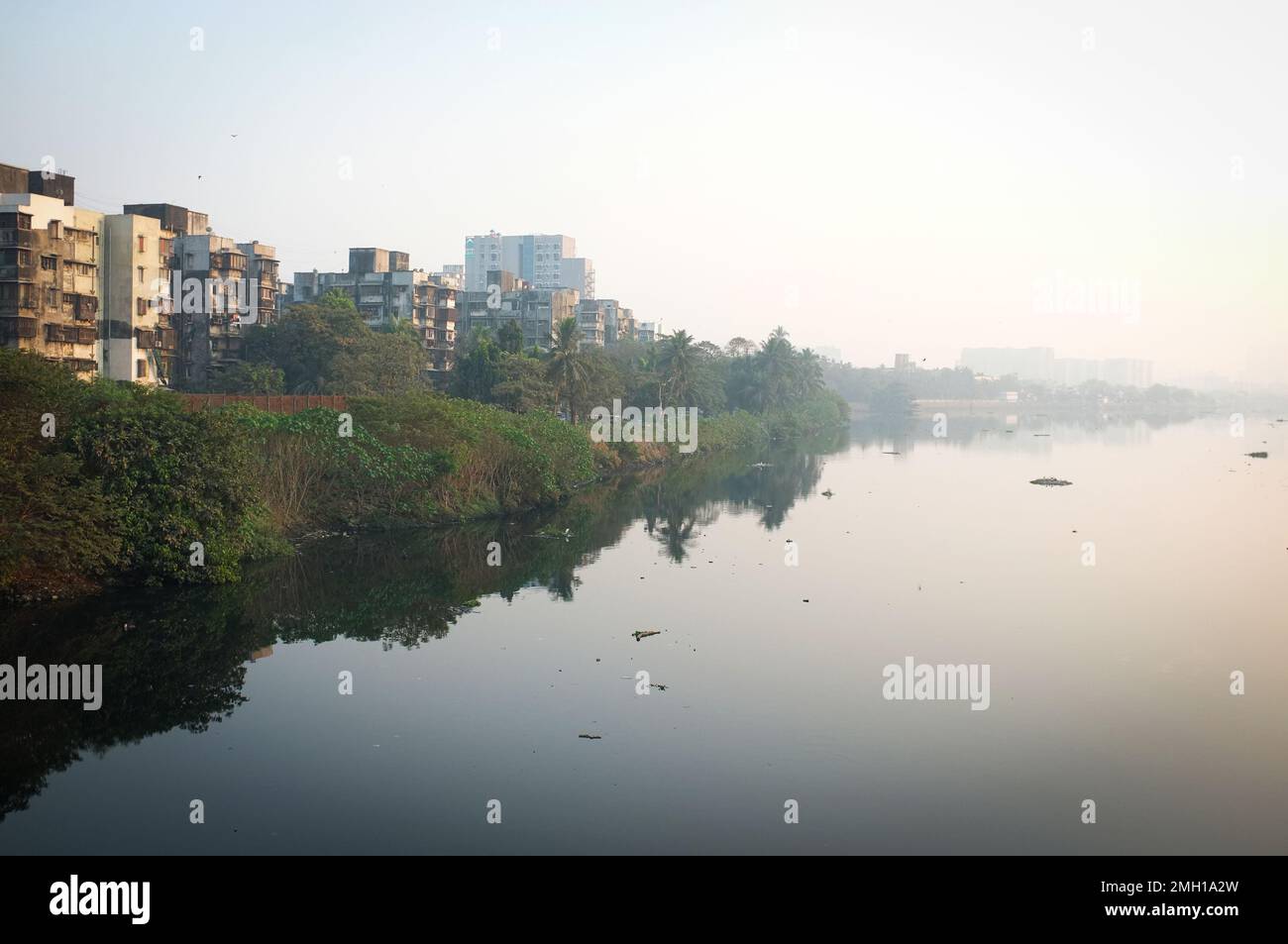 Mithi River, heavy pollution & Smog hanging in the air , adding to the ...