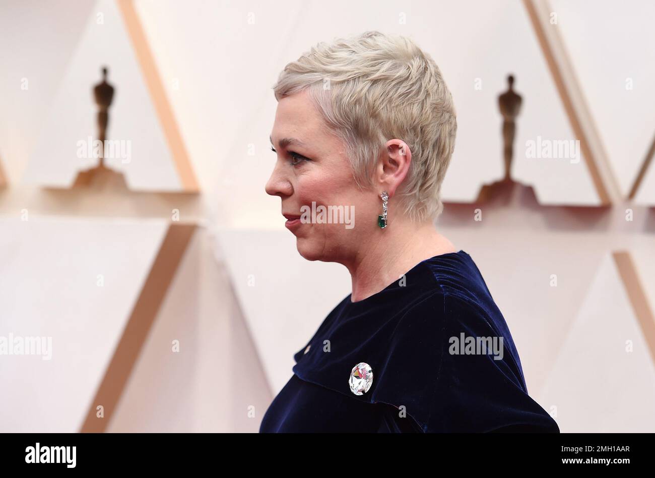 Olivia Colman arrives at the Oscars on Sunday, Feb. 9, 2020, at the ...