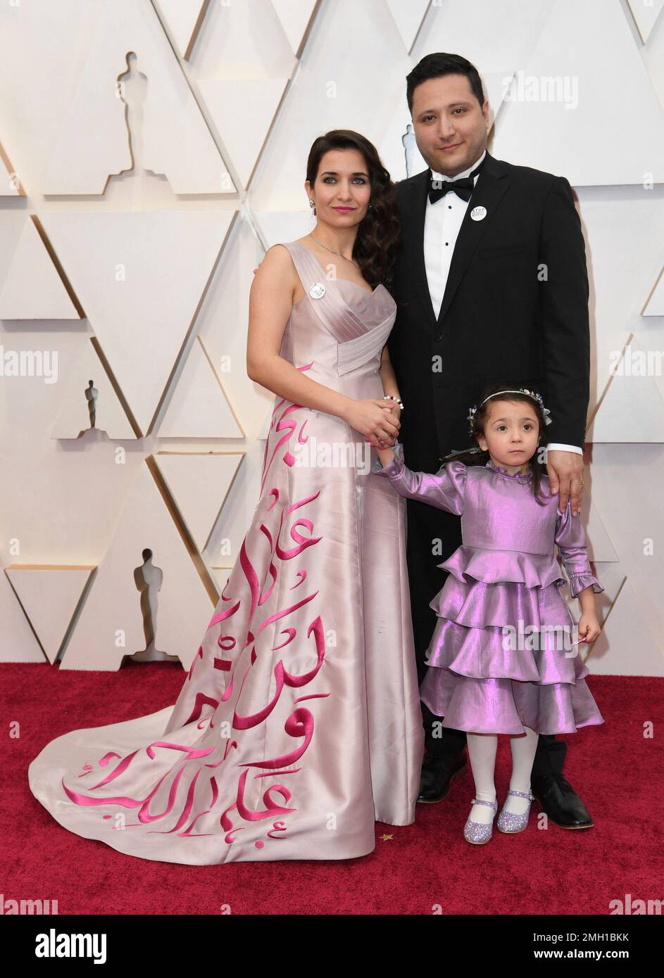 Waad Al-Kateab, left, and Hamza Al-Kateab arrive at the Oscars on ...