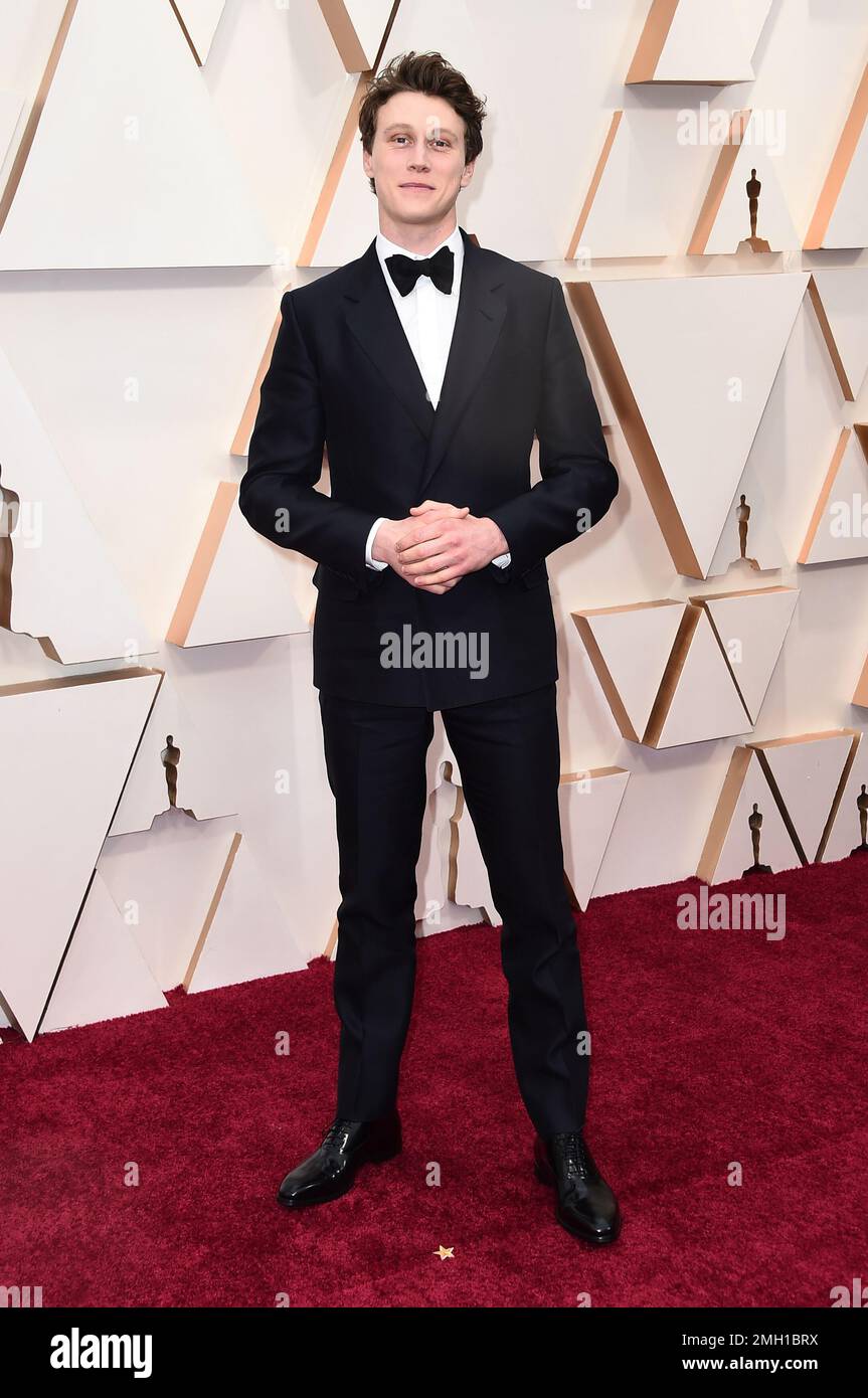 George MacKay arrives at the Oscars on Sunday, Feb. 9, 2020, at the ...