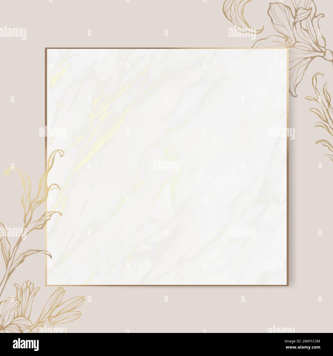 Gold floral frame on marble background vector Stock Vector Image & Art ...