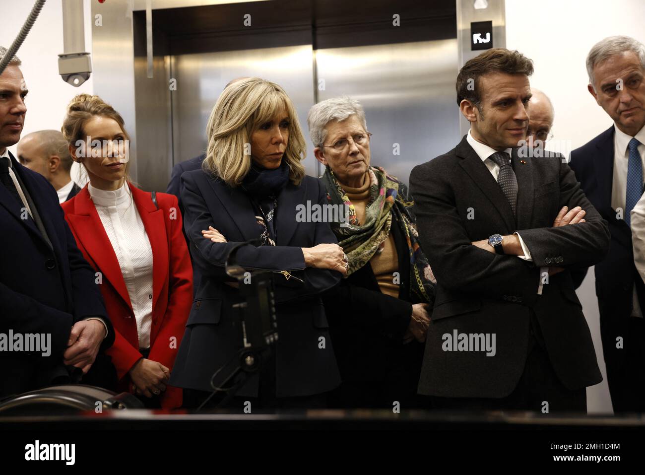 French President Emmanuel Macron (R) inaugurates with his wife Brigitte ...