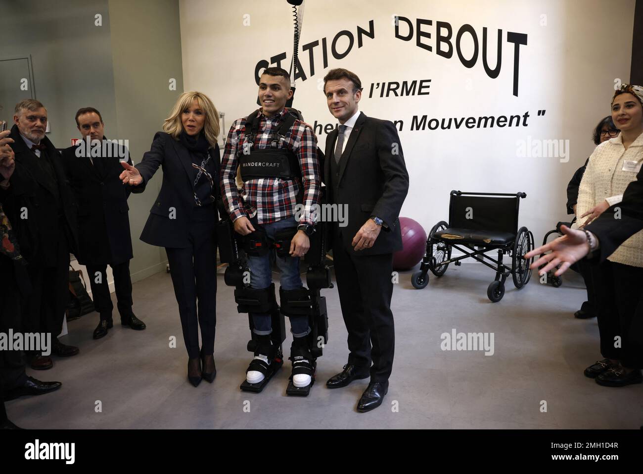 French President Emmanuel Macron (R) inaugurates with his wife Brigitte ...