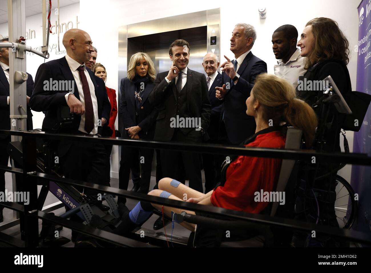 French President Emmanuel Macron (C) inaugurates with his wife Brigitte ...
