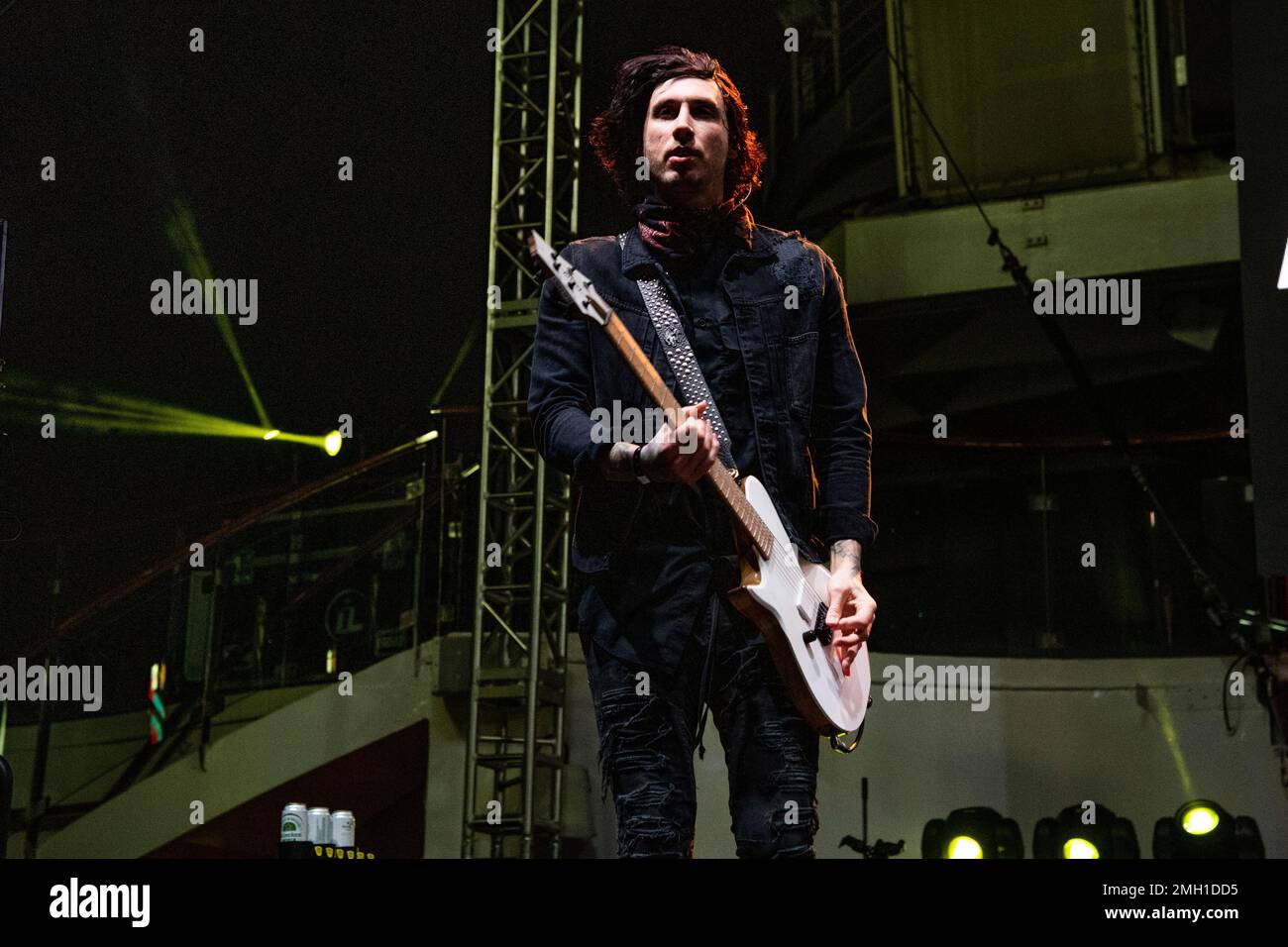Cameron Liddell of Asking Alexandria is seen on board the Carnival ...