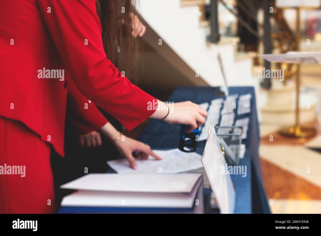 Process of checking in on a conference congress forum event ...