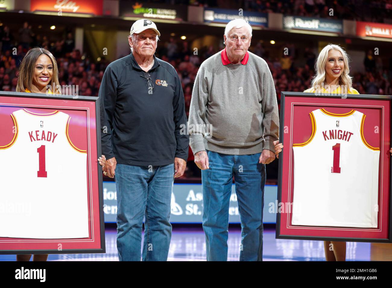 Former Purdue head basketball coach Gene Keady, left, and former ...